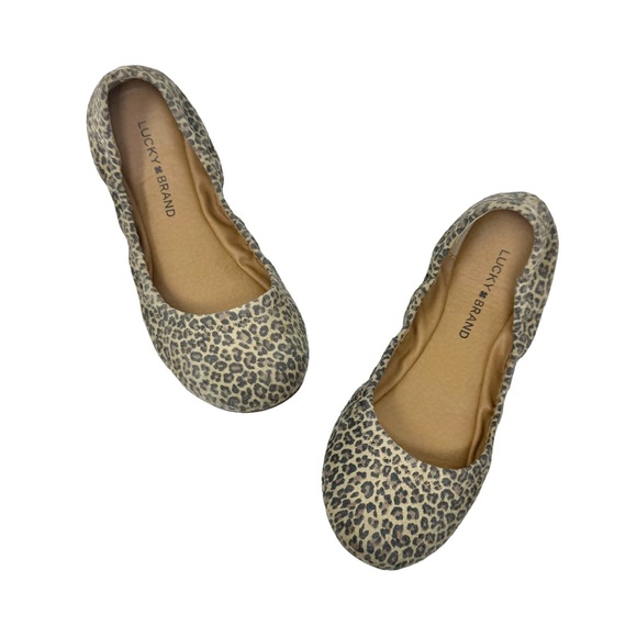 Lucky Brand | Shoes | Lucky Brand Leather Emmie Ballet Flats Leopard ...